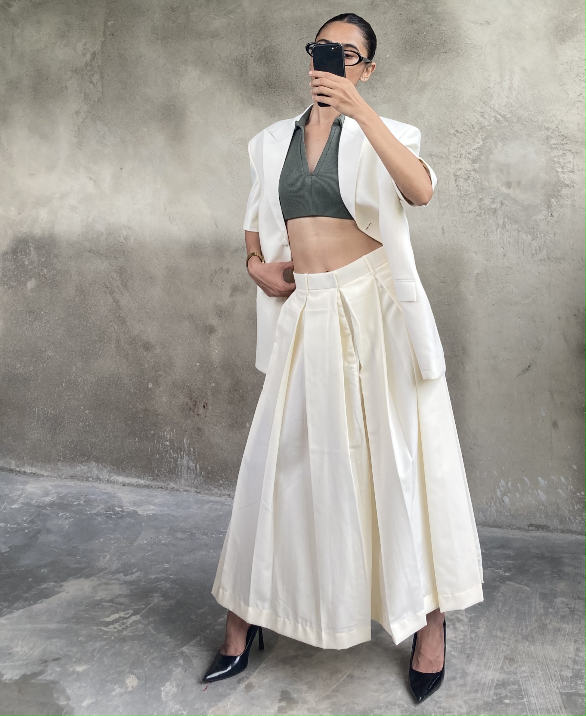Buttercream Pleated Skirt - THE ROK
